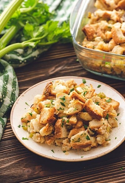 Old-Fashioned Bread Stuffing Recipe {Just like Grandma's!}