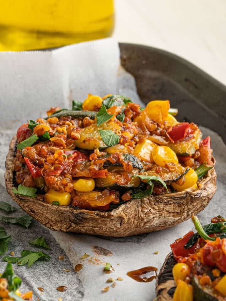 Vegetarian Stuffed Portobello Mushrooms Recipe {Gluten-Free}